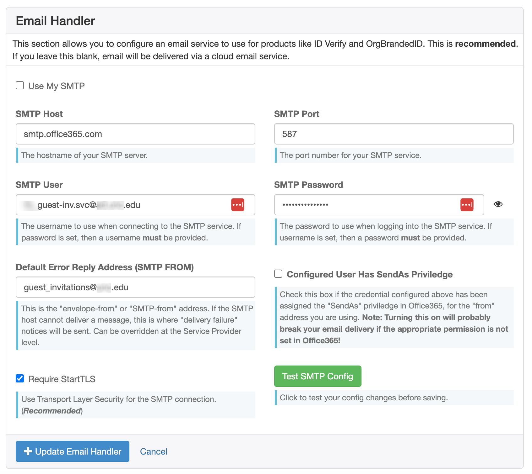 Configure the Email Handler